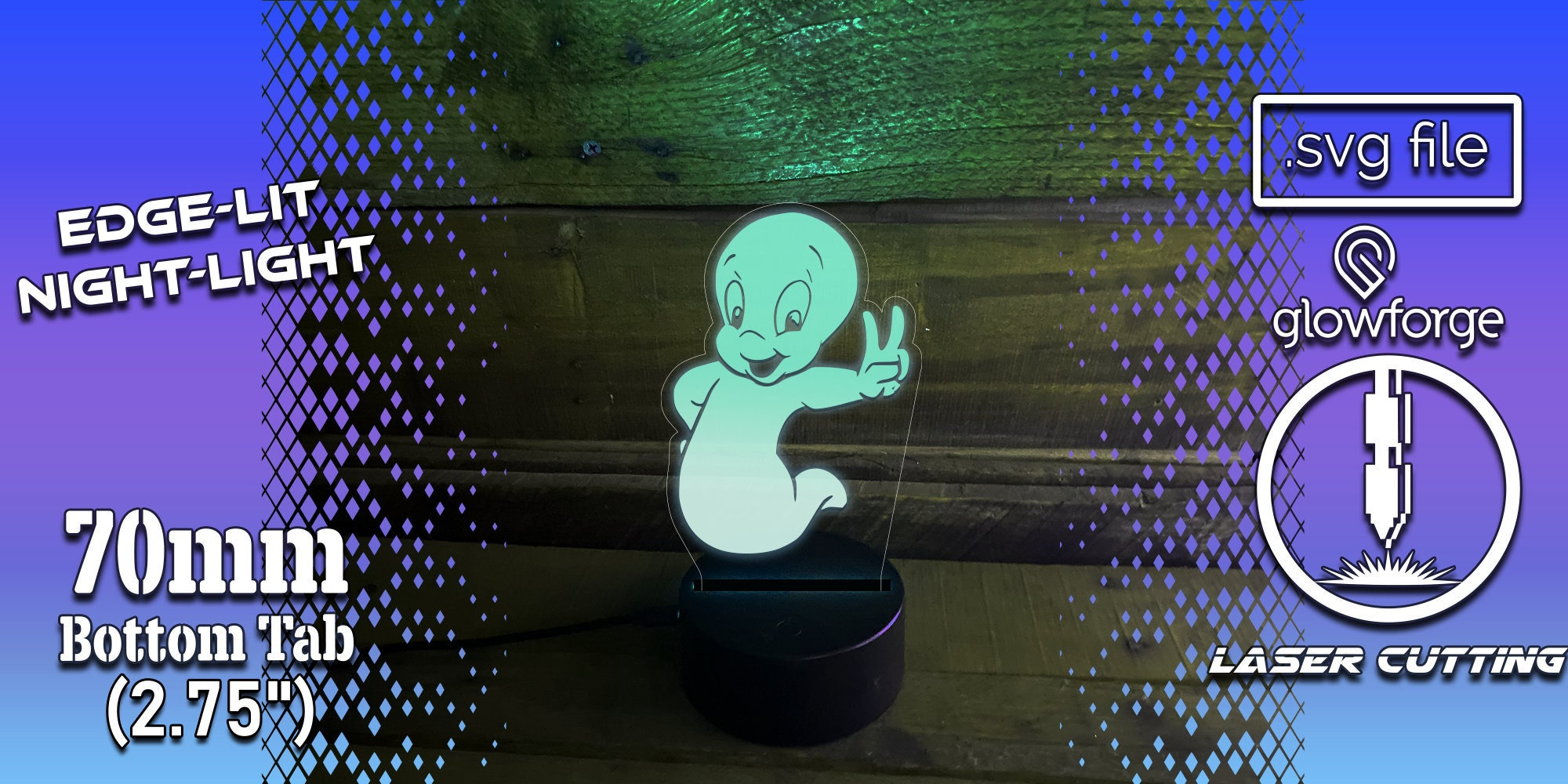 Casper Night-light Acrylic Laser Cut File Glowforge Optimized - Etsy