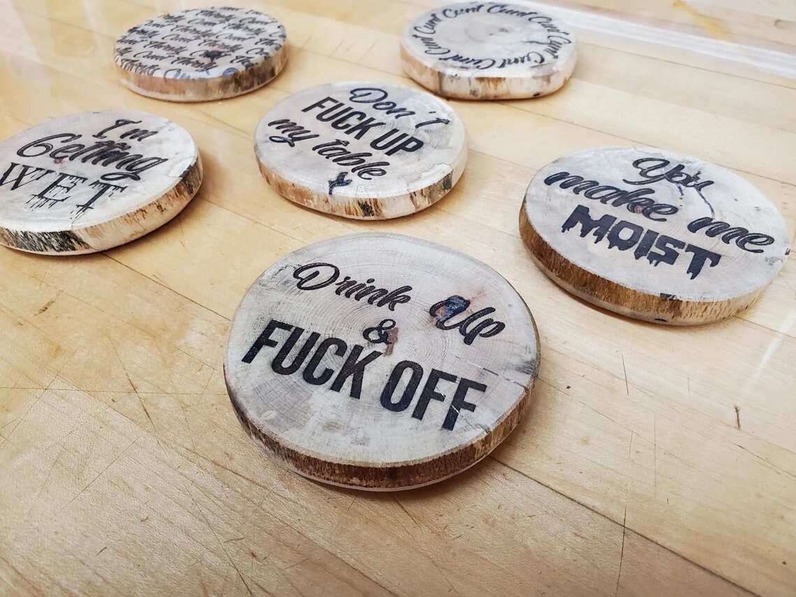 Inappropriate Offensive Funny Coaster Set Laser Cut File - Etsy