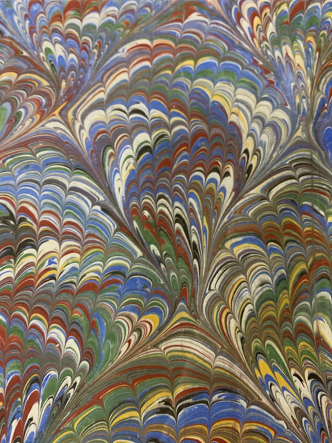 Original Framable Ebru Painting, Peacock Ebru, Turkish Marbled Paper ...