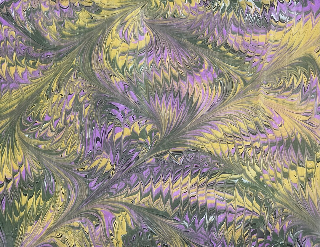 NEW! Hand Marbled Original Ebru Paper, Comb Pattern Ebru, Frameable ...