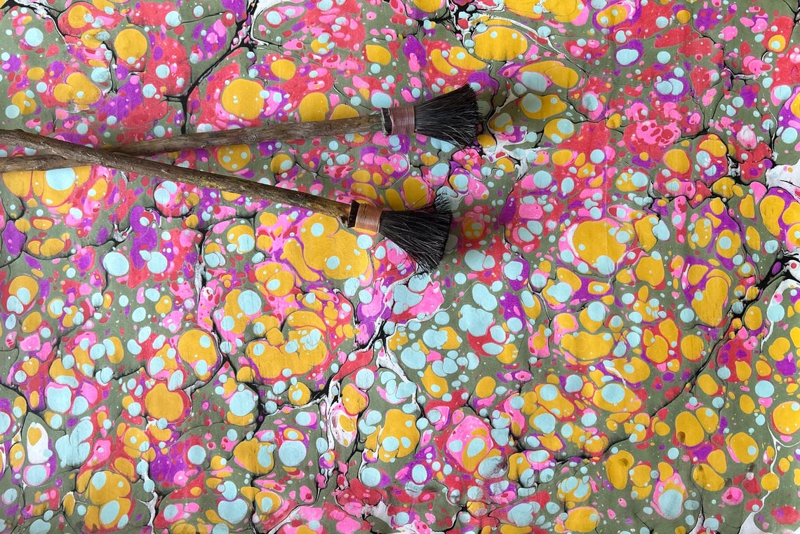 NEW! Battal Ebru, Marbled Paper, Ebru, Marbling Art, Book Binding Paper ...