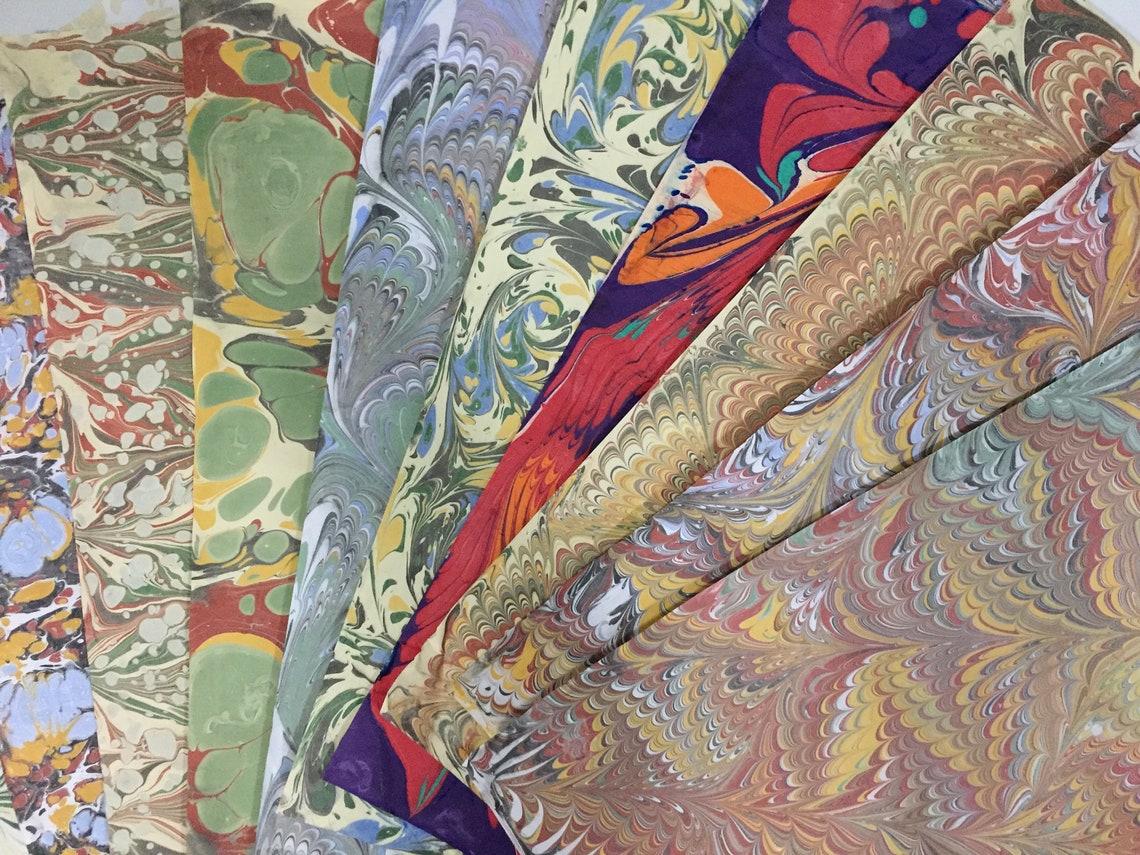 Marbled Paper (ebru Painting), Battal Ebru, Book Binding Paper 13x19 ...