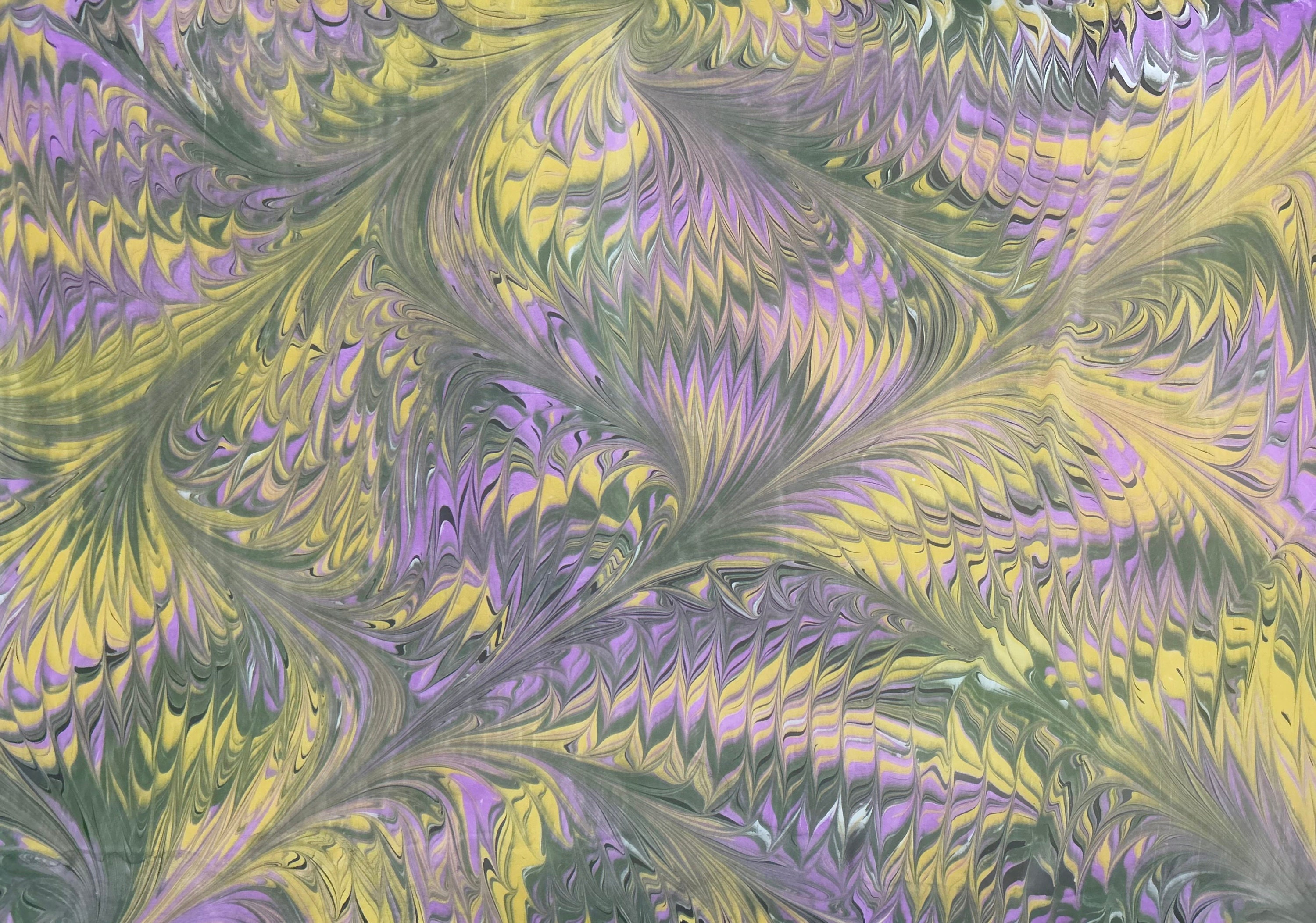 NEW! Hand Marbled Original Ebru Paper, Comb Pattern Ebru, Frameable ...