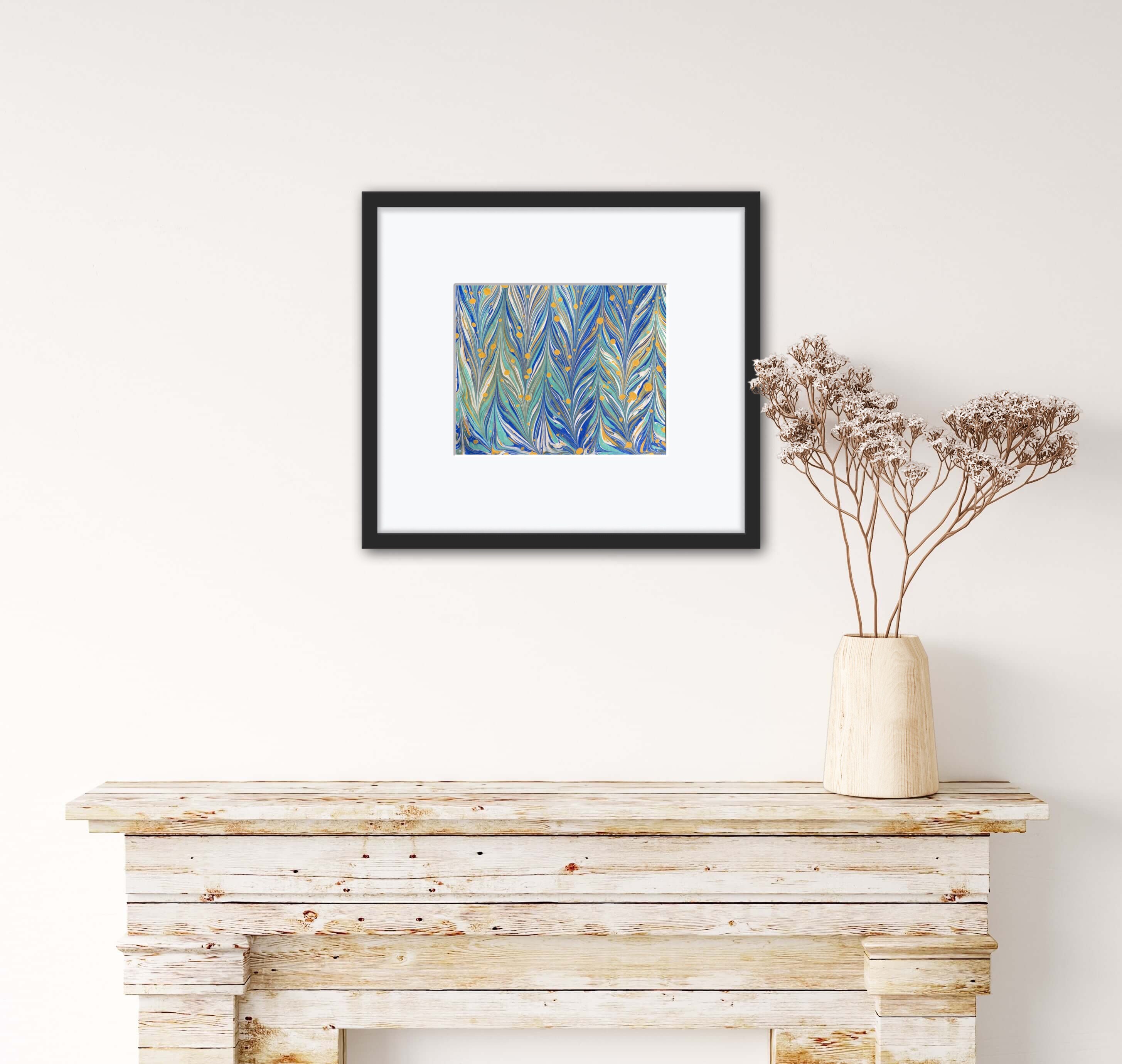 Small Size Hand Marbled Paper, Gel-git Ebru, Marbling Art, 20x24 Cm ...