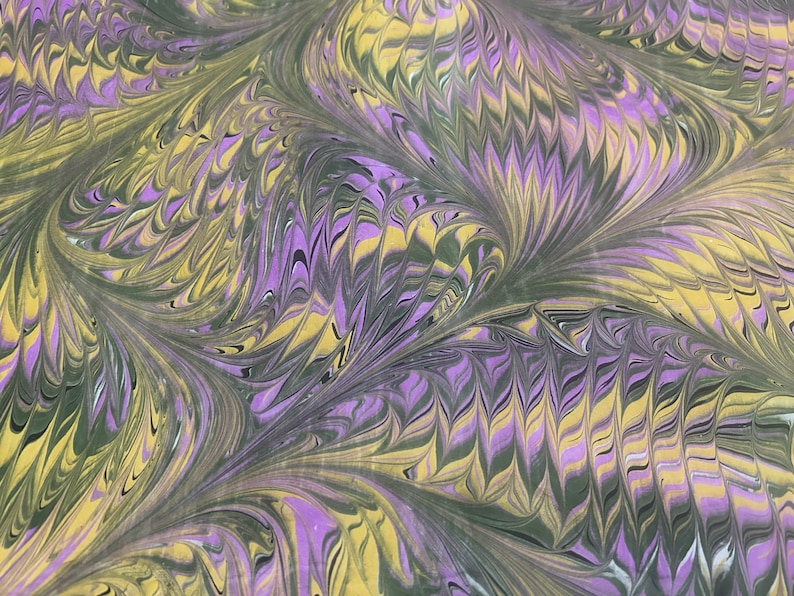 NEW! Hand Marbled Original Ebru Paper, Comb Pattern Ebru, Frameable ...