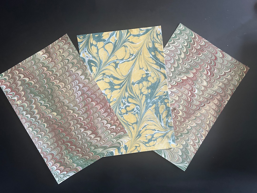 3 X Hand Marbled Paper, Ebru Paper, Ebru Art, Book Scraps Paper, Book ...