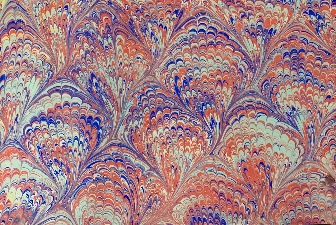 Handmade Peacock Ebru, Marbled Paper, Wall Art, Marbling Art ...