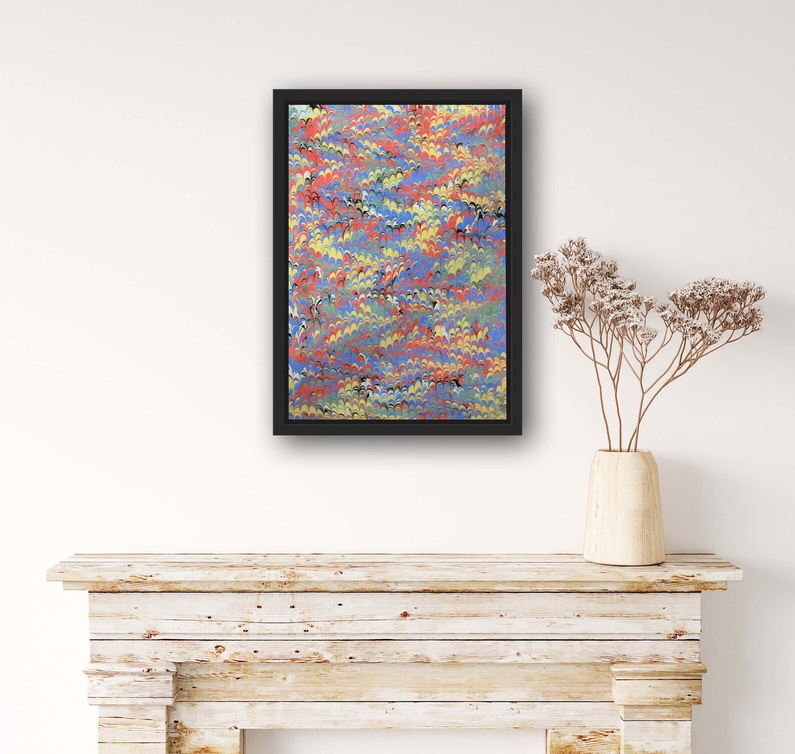 Handmade Original Frameable Ebru Painting, Comb Ebru, Handmade Wall Art ...