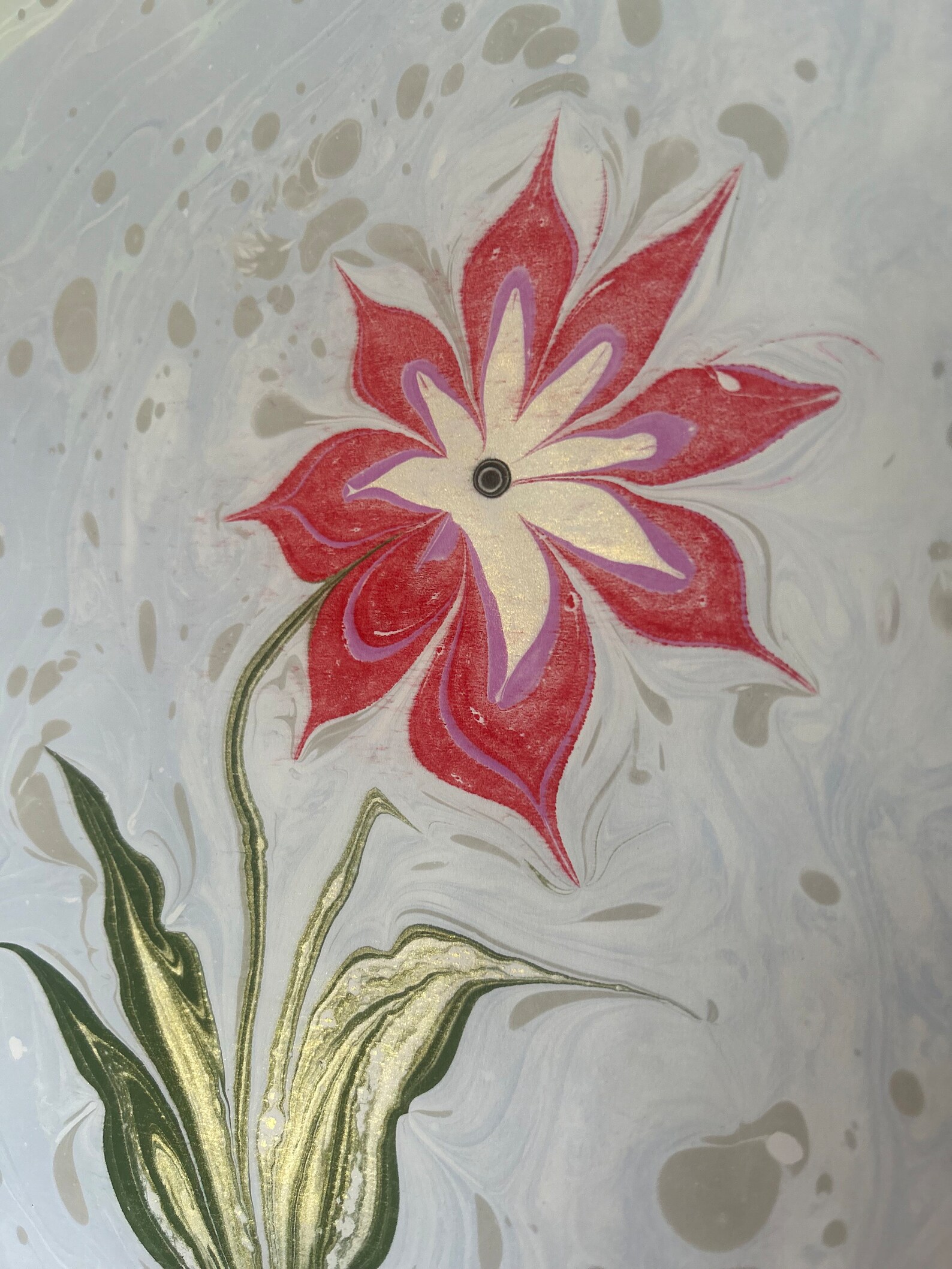 NEW Floral Ebru Art, Marbled Paper, Flower Ebru, Handmarbled Paper ...