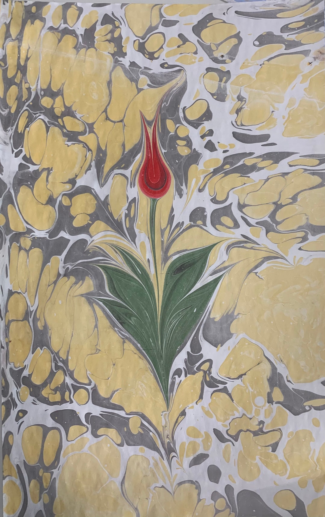 Ebru Art,handmade Marbled Paper, Tulip Pattern Ebru Painting, Book ...