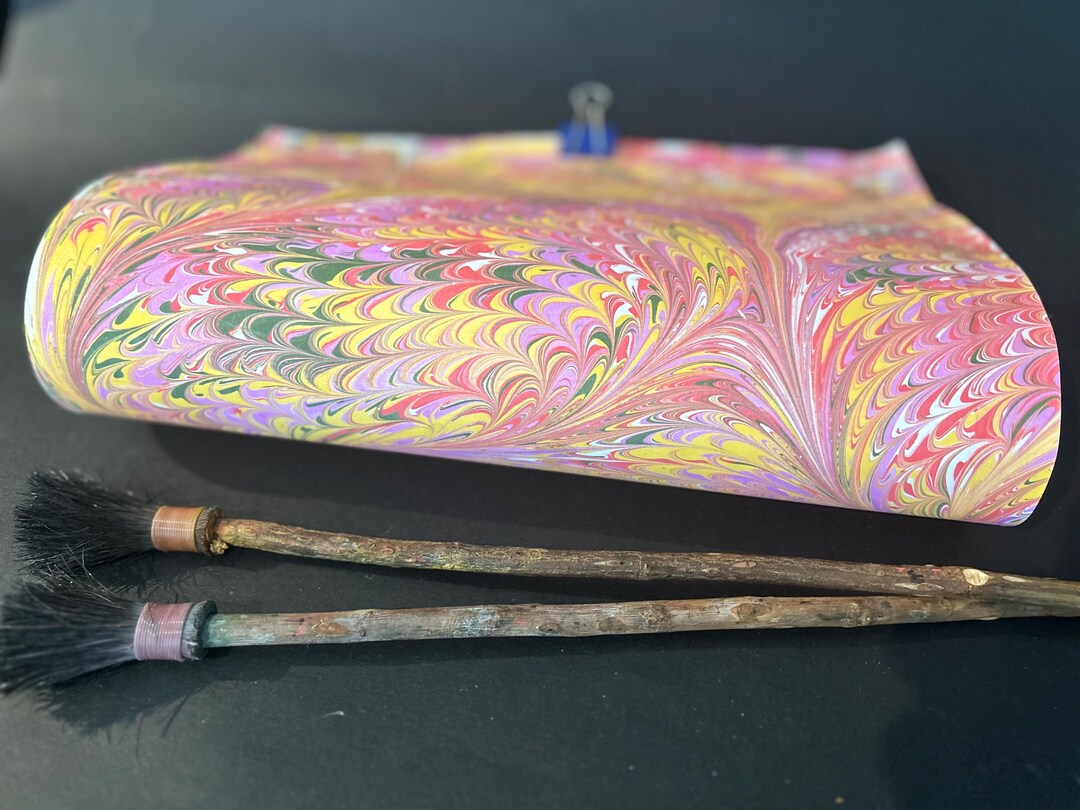 New Listing! Comb Ebru Paper, Original Hand Marbled Paper, Book Binding ...