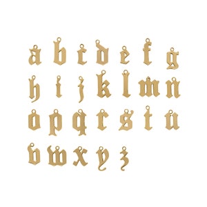 Gothic Initial Necklace, Old English Gothic Initial Pendant in 14k Gold ...