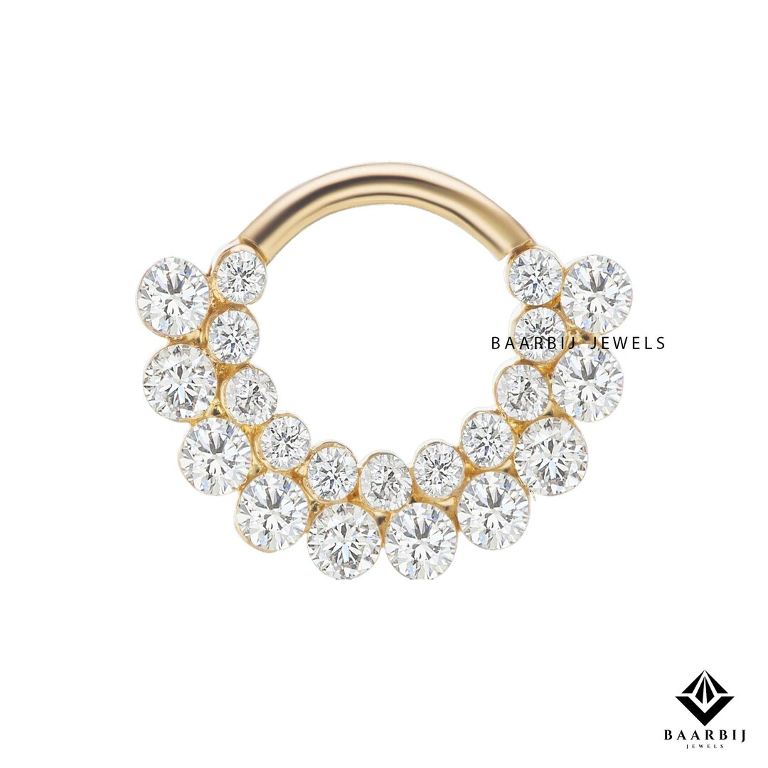 Sara 14K Gold Invisible Setting Septum With Round Lab Grown Diamond ...