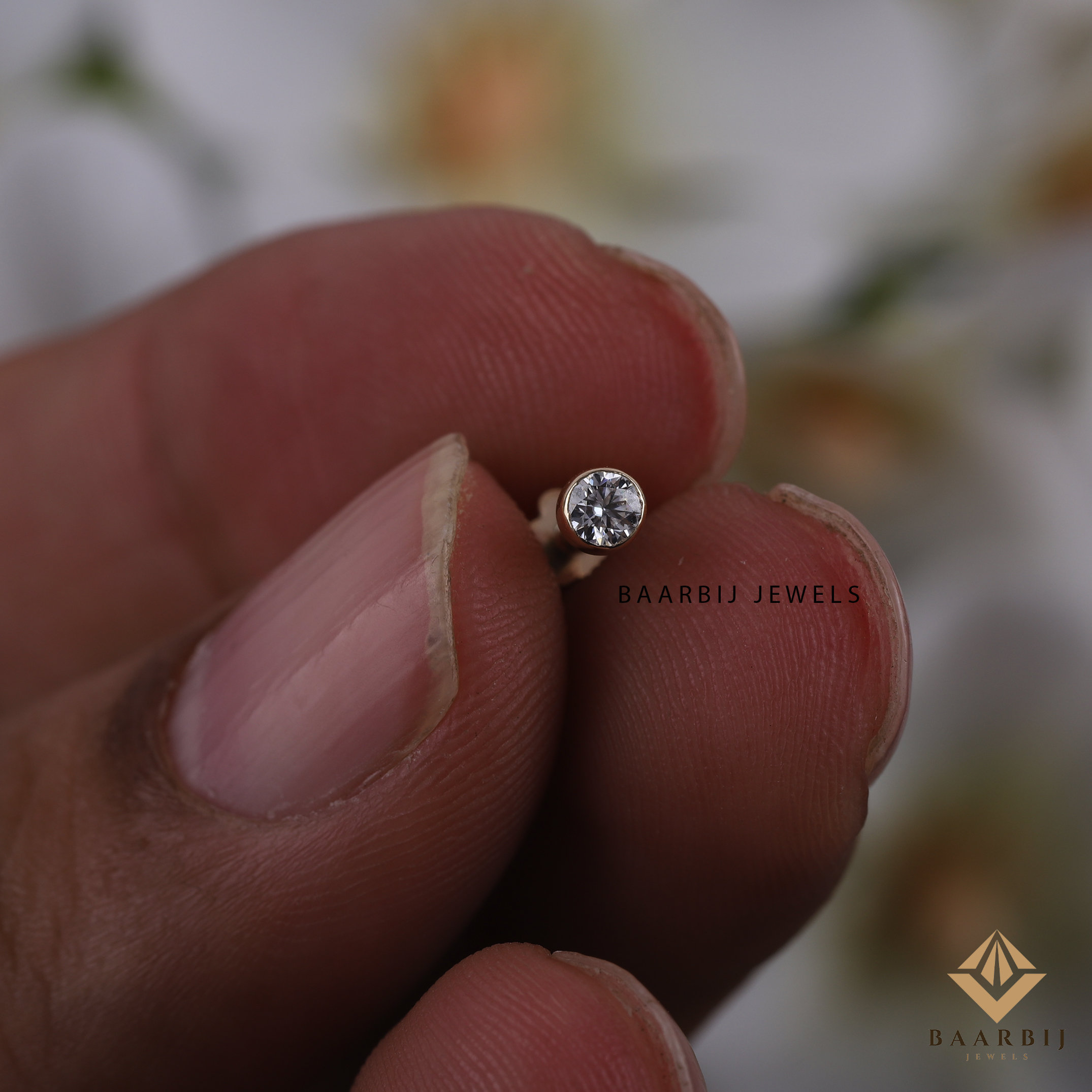 Wilnie's Invisible Set 14K White Gold Round Lab Grown Diamond Stud ...