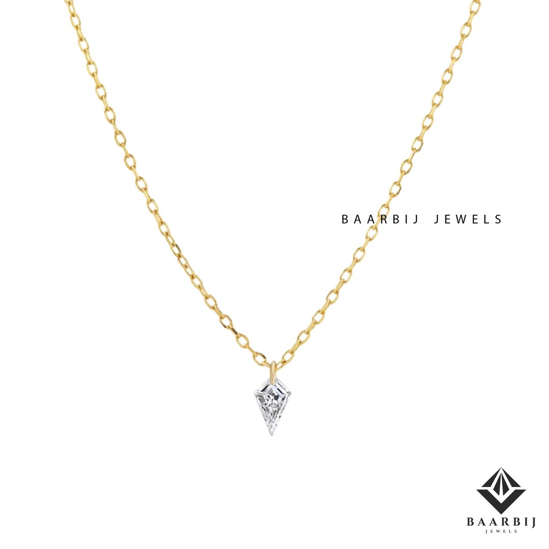 Tracey Single Kite Lab Grown Diamond Necklace: 14k Gold Floating ...
