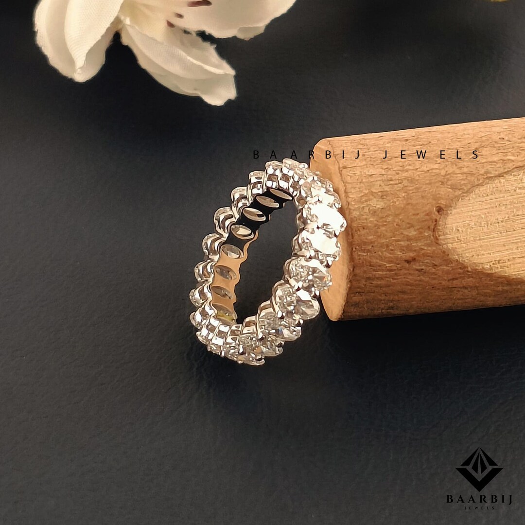 Mabel Oval Lab Grown Full Eternity Ring: Prong Set Wedding Band - Etsy