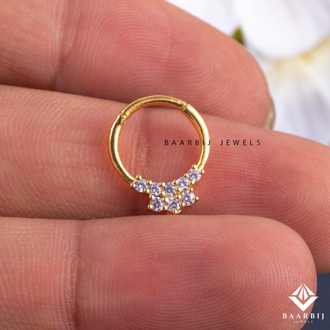 Gabriella 14k Gold Septum With Round Lab Grown Diamond Daith Ring - Etsy