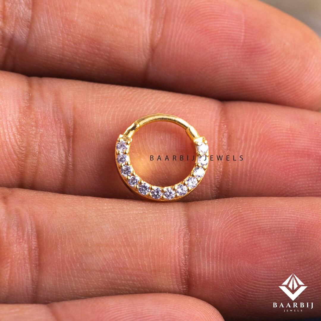 Raelynn Gold Septum Clicker: Lab Grown Diamond Helix Piercing - Etsy