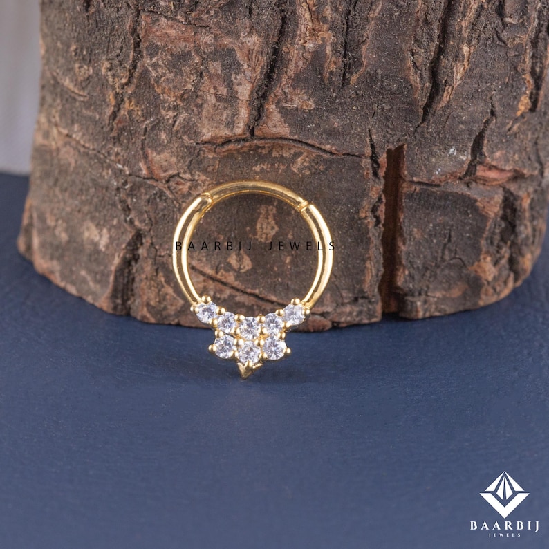 Gabriella 14k Gold Septum With Round Lab Grown Diamond Daith Ring - Etsy