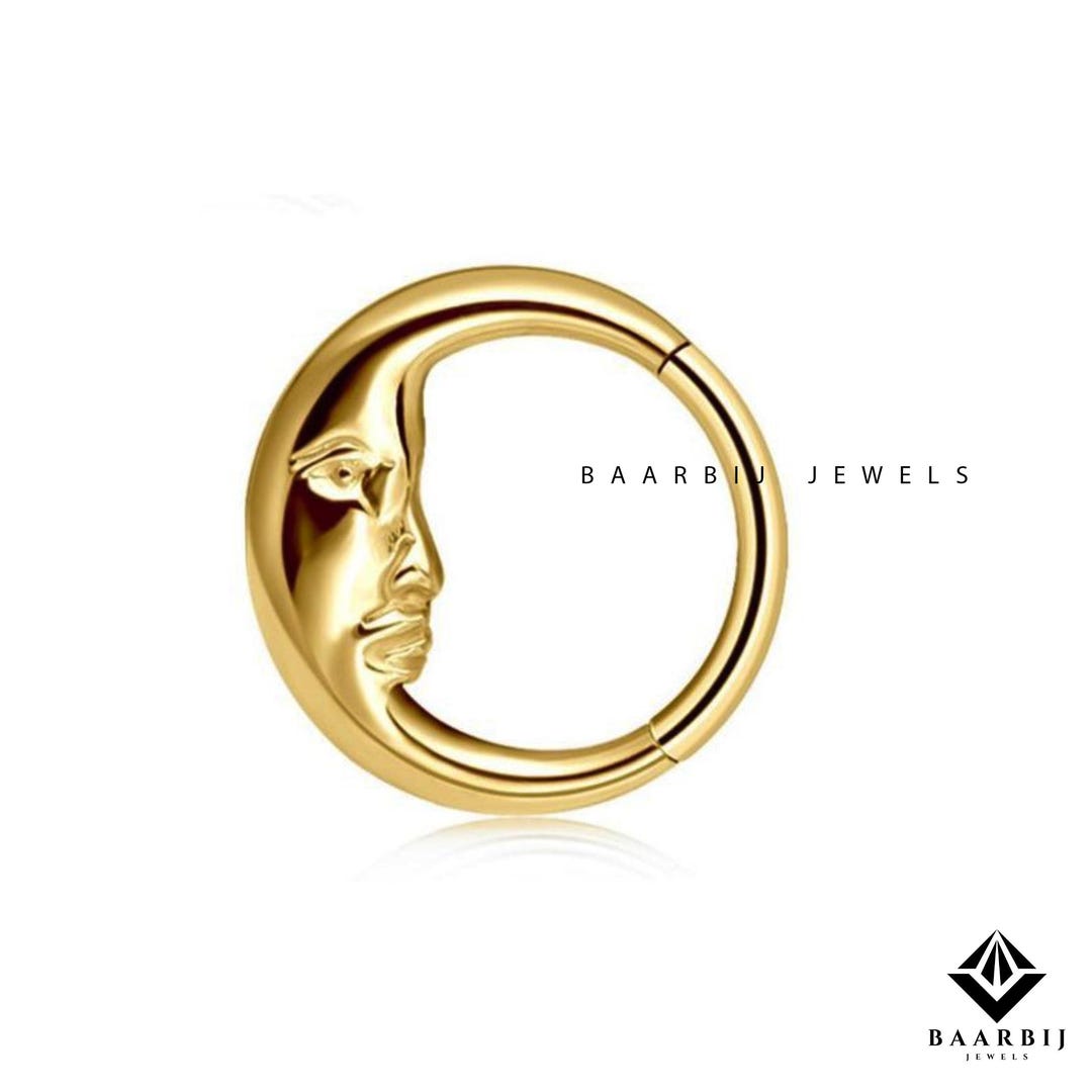Tessa Solid Gold Moon Face Clicker Ring: Piericng for Her - Etsy