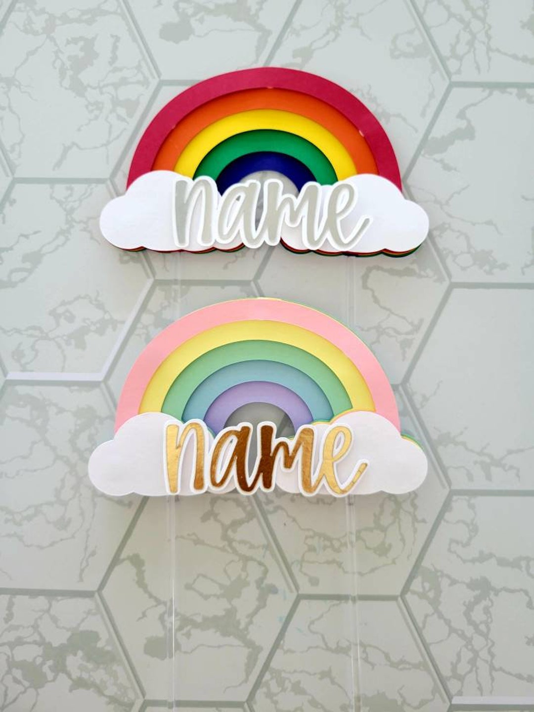 Rainbow Cake Toppers - Etsy