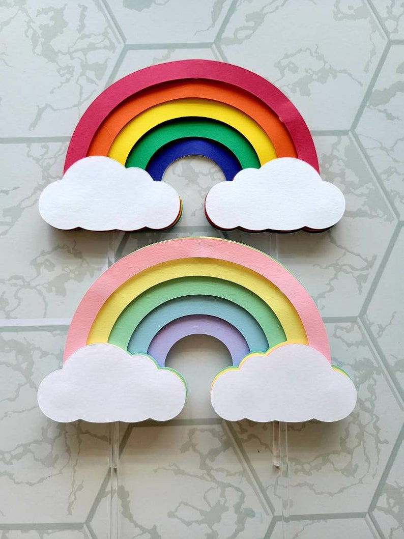 Rainbow Cake Toppers - Etsy