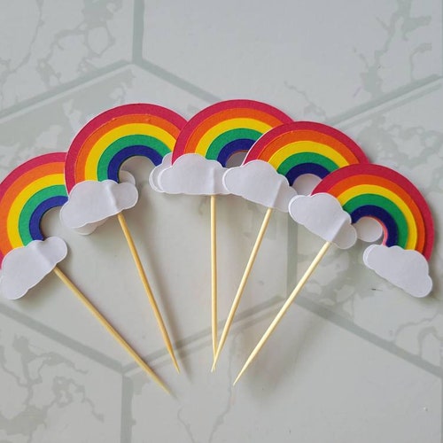 Rainbow Cupcake Toppers Rainbow Party Decorations Rainbow - Etsy