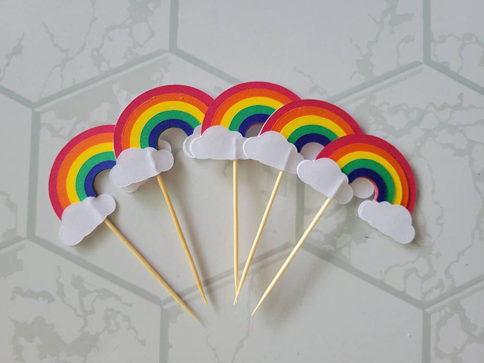 Rainbow Cake Toppers - Etsy