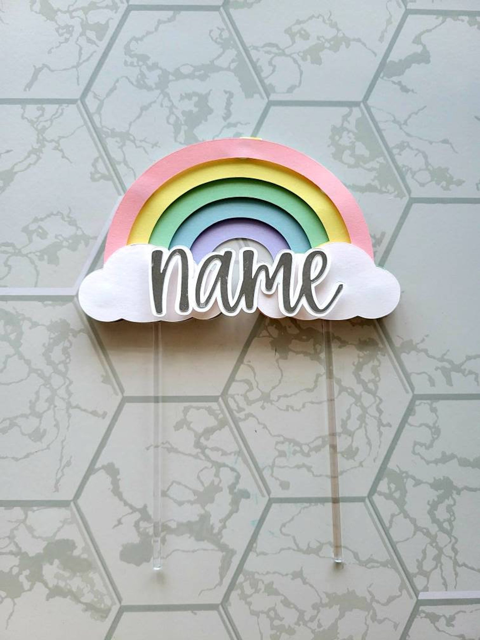 Rainbow Cake Toppers - Etsy