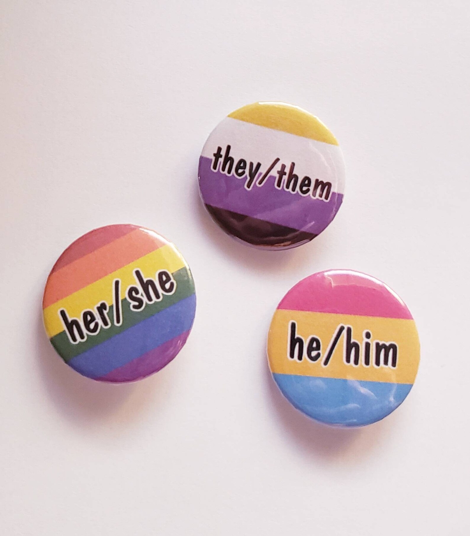 Gender Flag Pins with Pronouns Gender Flag Buttons | Etsy