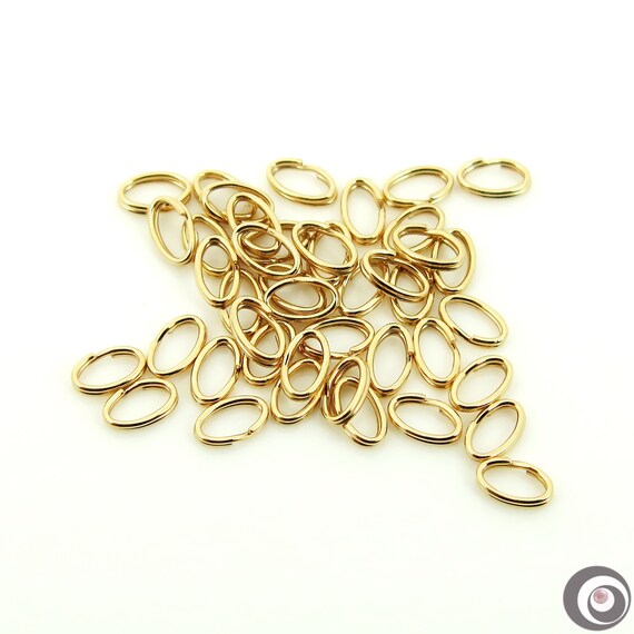 14K Solid Gold Oval Split Ring / Shiny Finish / 3.5x5.8mm / - Etsy