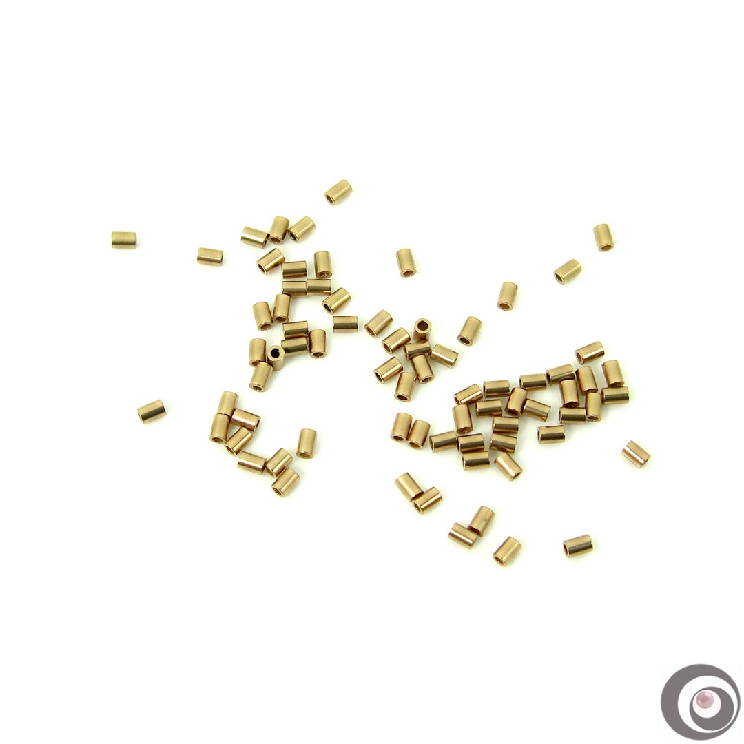 14K Solid Gold Crimp Bead / Tube / 1.2x1.9mm / Yellow Gold #G485 - Etsy