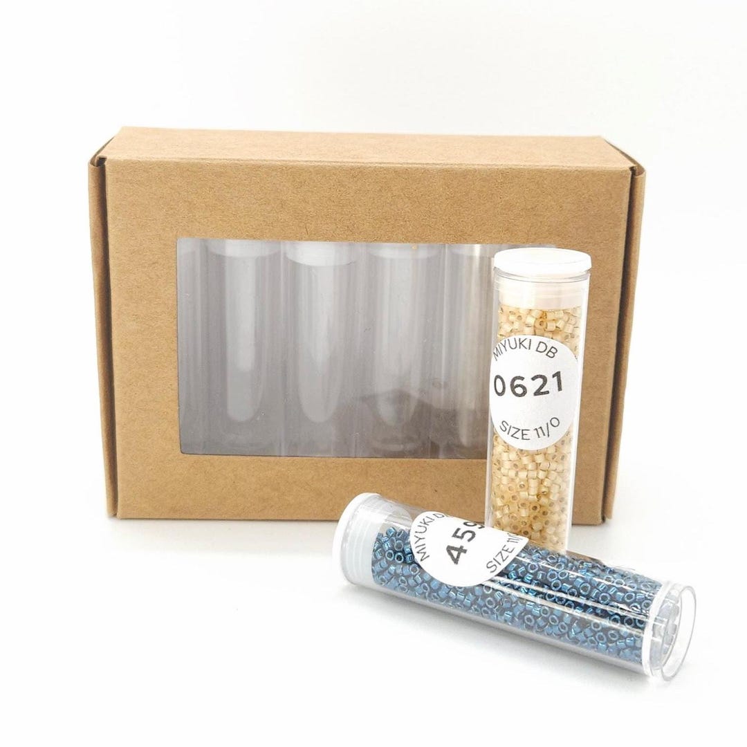 Bead Storage Container Tubes With Kraft Organizer – 10 Pack | Clear ...