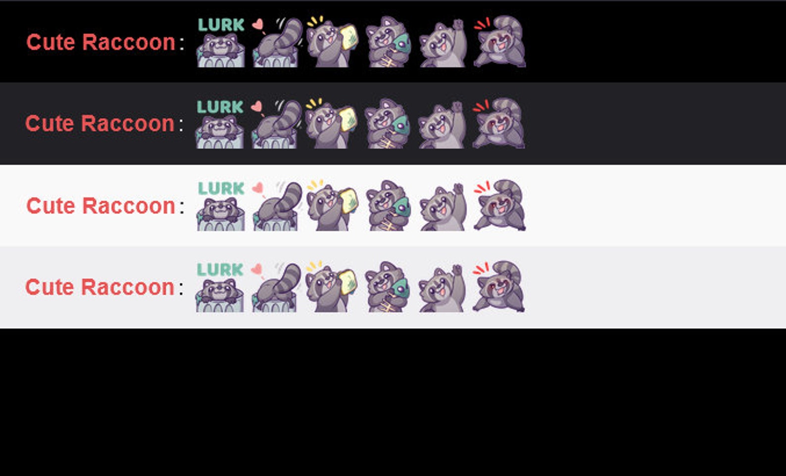 Raccoon Emotes | 6 Trash Pandas Emotes for Your Twitch Stream or ...