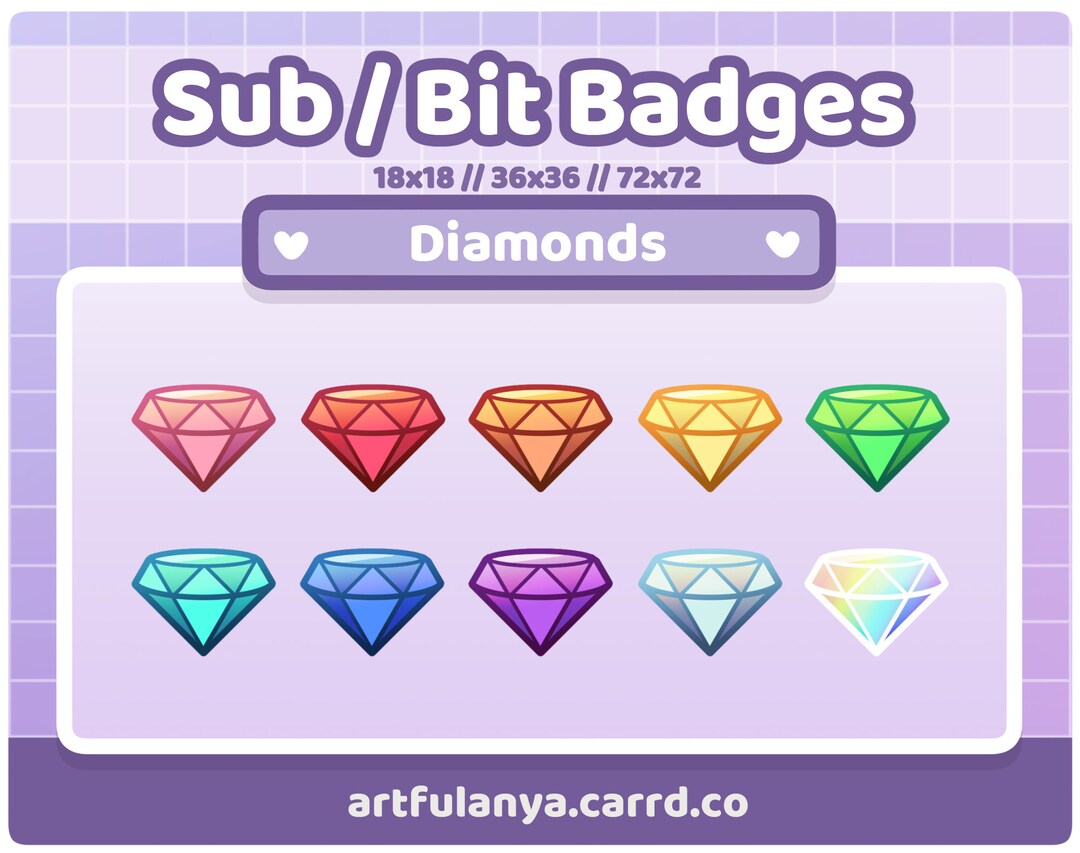 Diamond Sub or Bit Badges | 10 Fancy Jewel Badges for Your Twitch ...