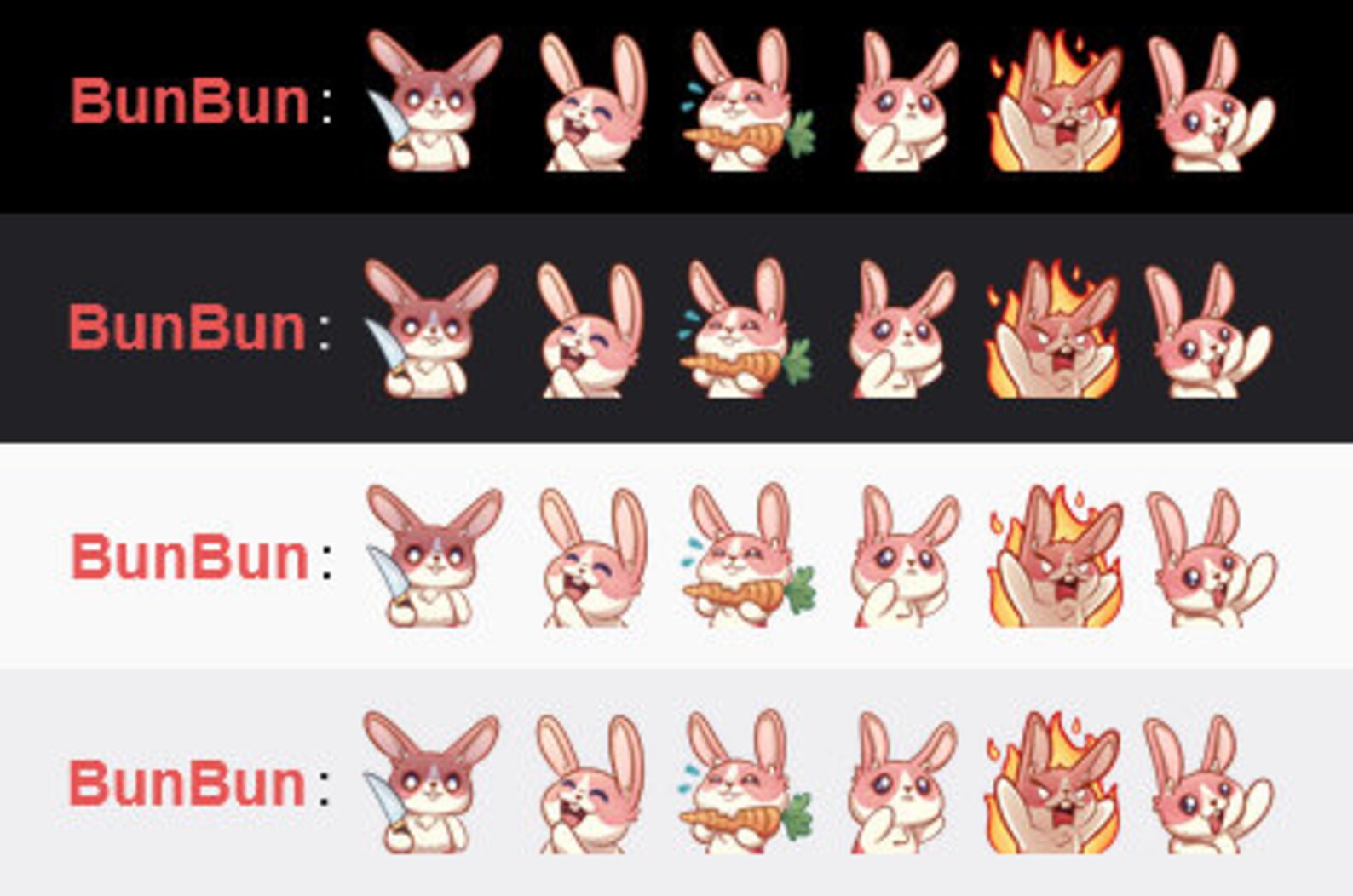 Pink Bunny Emotes | 6 Cute Rabbit Emotes for Your Twitch Stream or ...