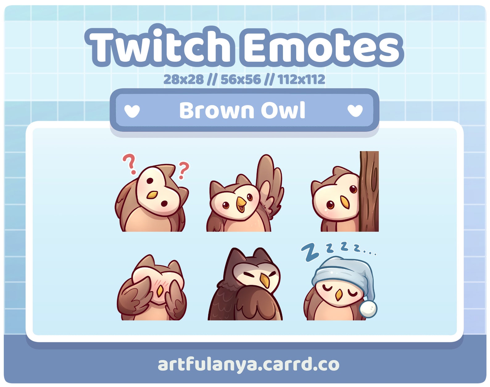 Brown Owl Emotes | 6 Cute Bird Emotes for Your Twitch Stream or Discord ...