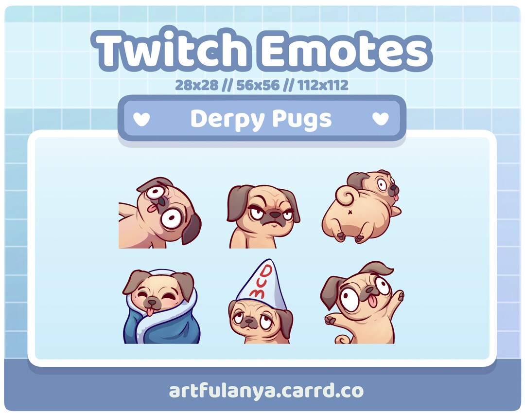 Derpy Pug Emotes | 6 Funny Dog Emotes for Your Twitch Stream or Discord ...
