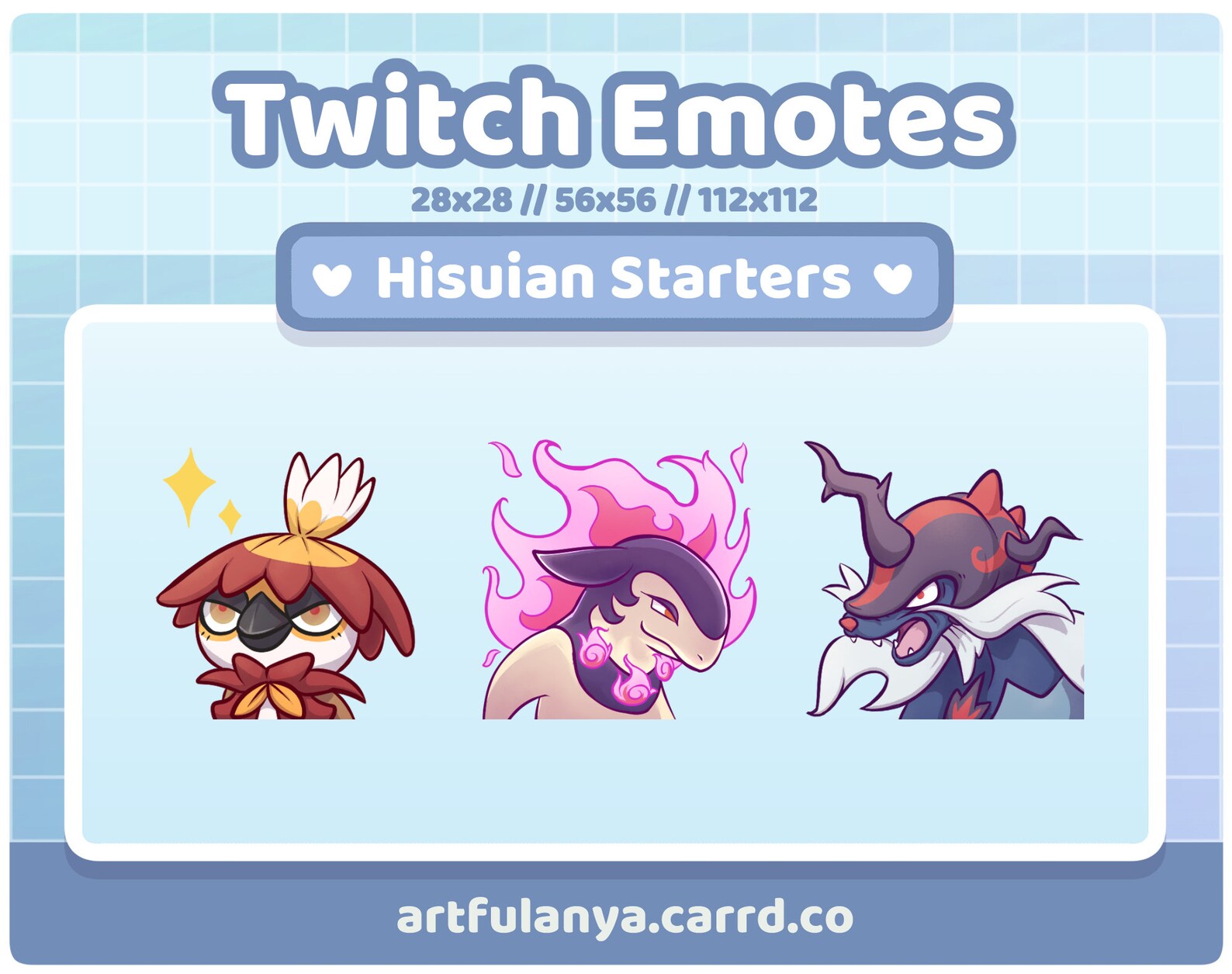 Hisuain Starter Emotes | 3 Pokemon Emotes for Your Twitch Stream or ...
