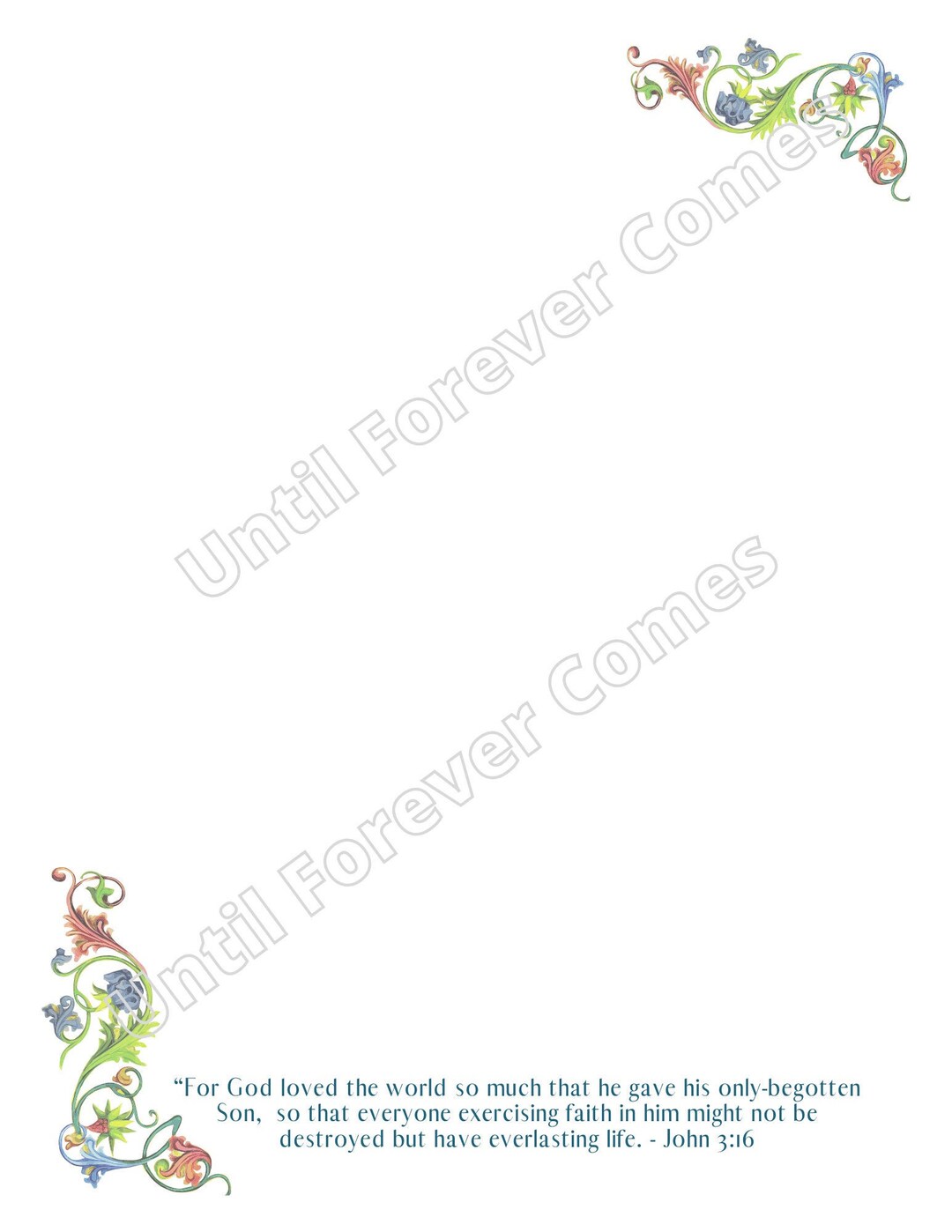 John 3:16 JW Stationery for Letter Writing --> (4) Four PNG Files for ...