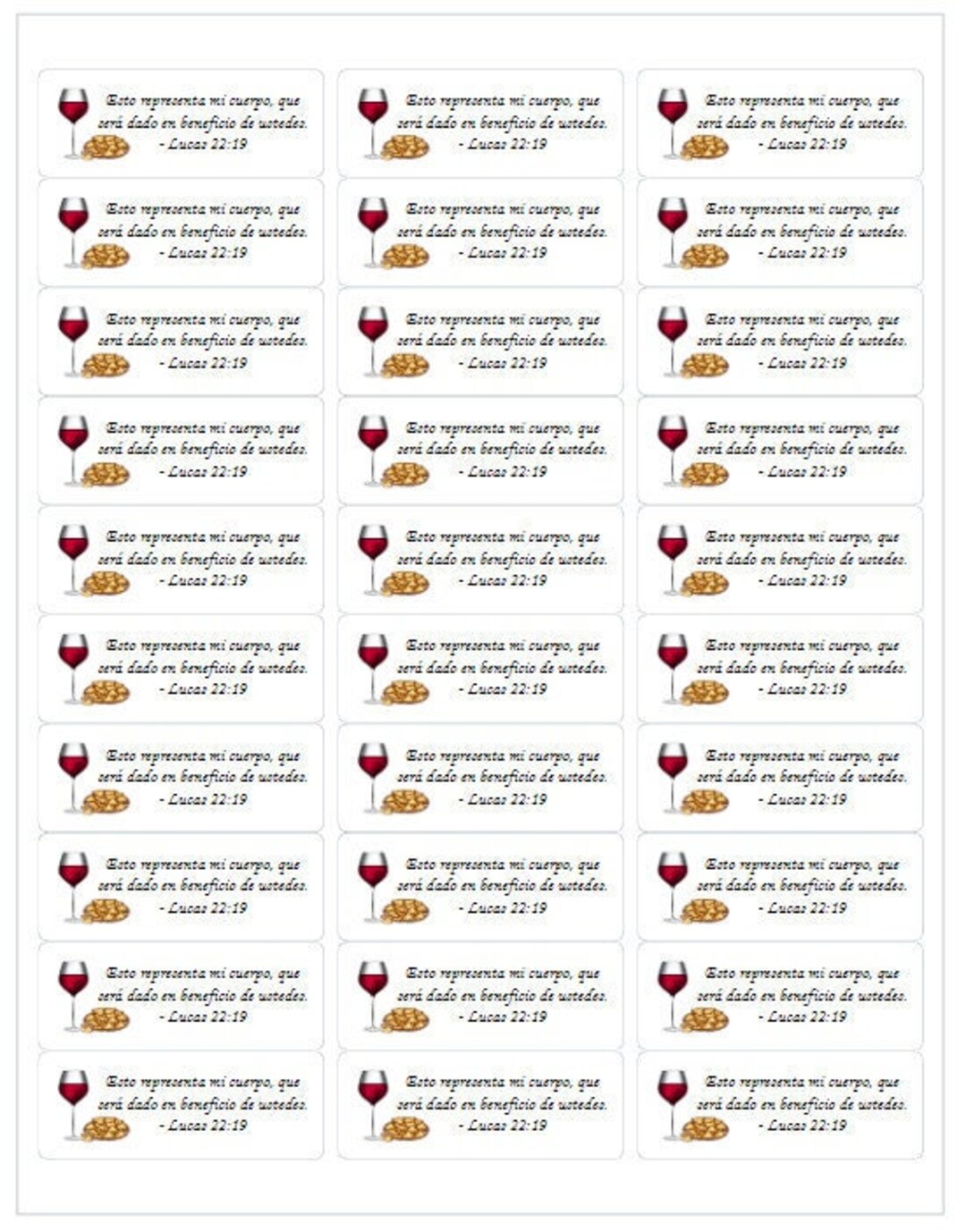 Memorial Invitation Luke 22:19 DIGITAL Sticker Sheets Avery Template ...