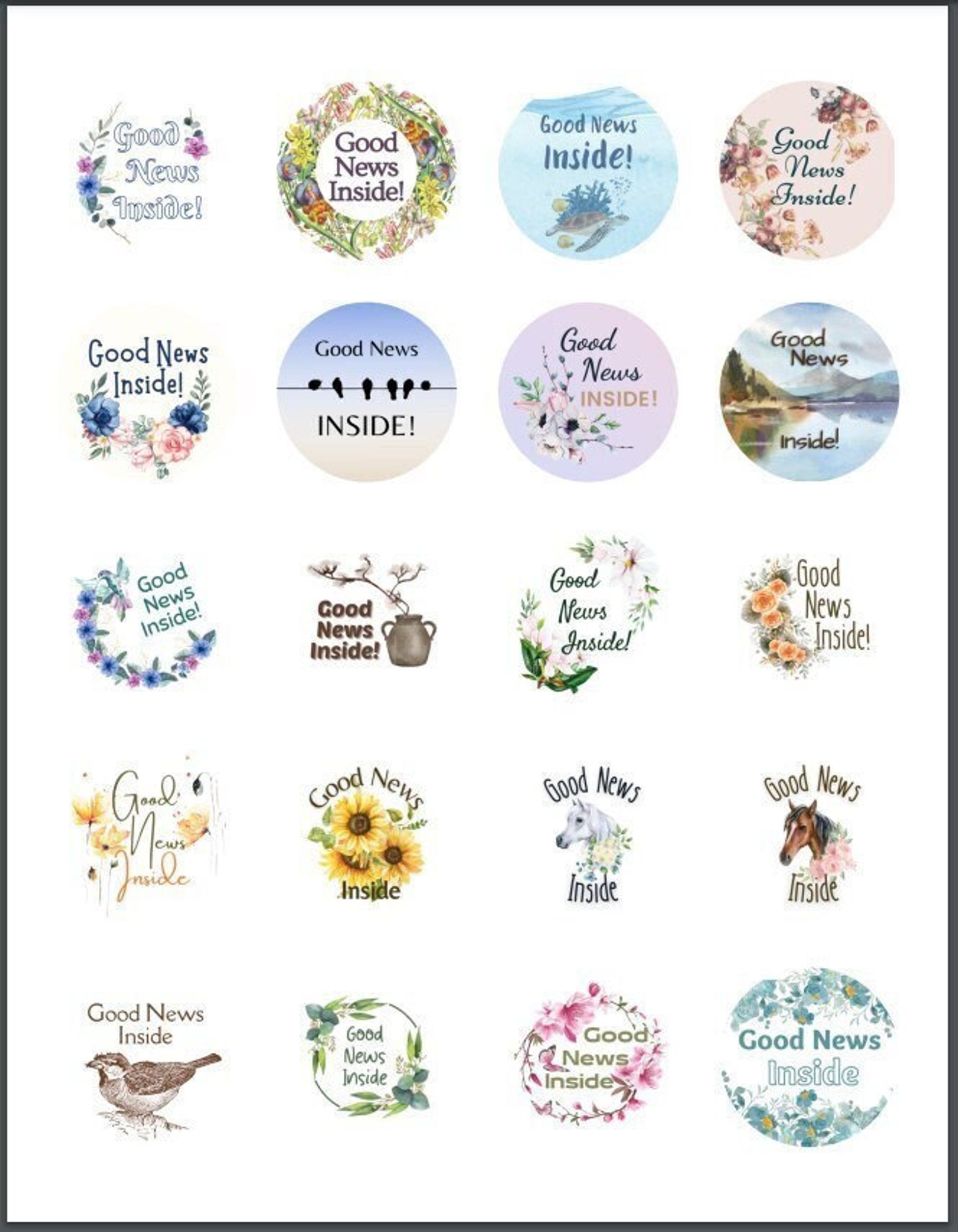 100 Stickers 5 Sheet Variety Pack 20 Stickers per Sheet - Etsy