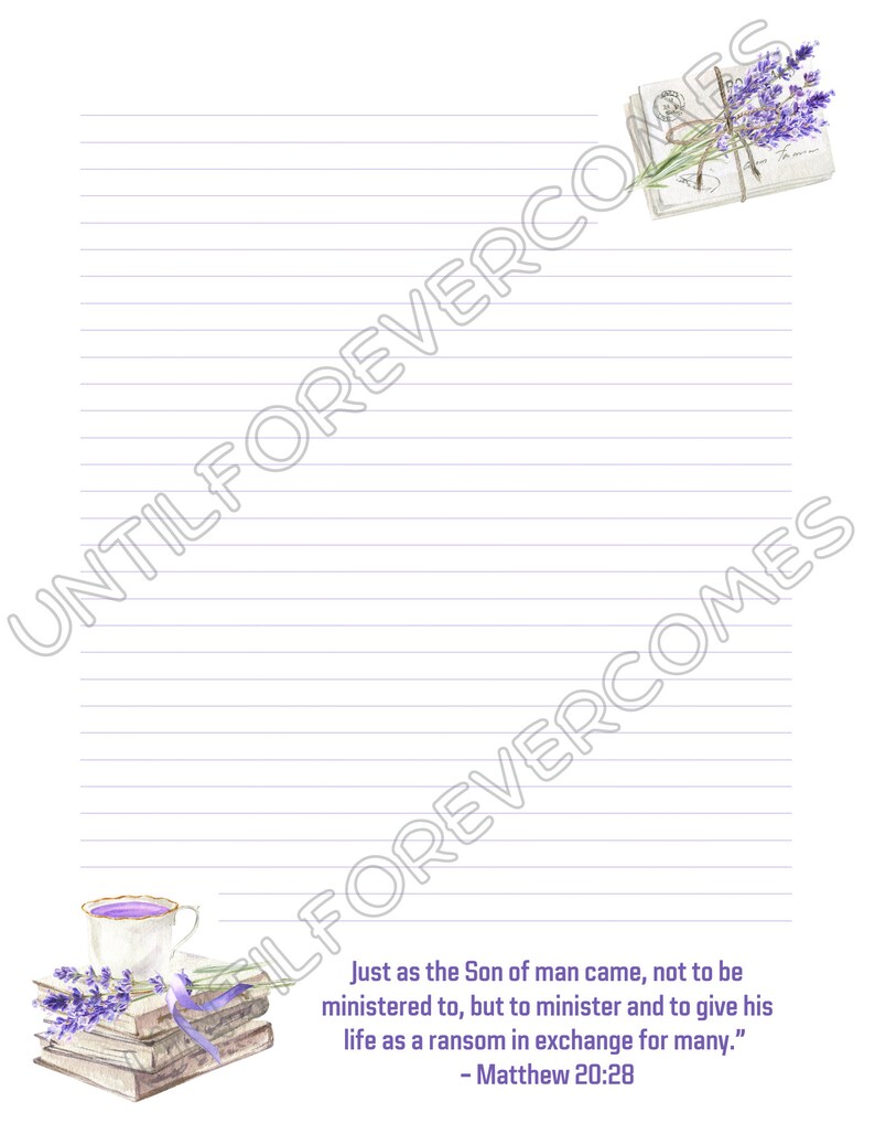 DIGITAL Matthew 20:28 JW Printable Letter Writing Stationery - Etsy