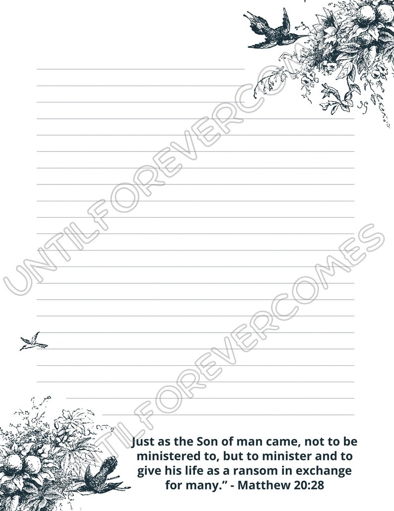 DIGITAL Matthew 20:28 JW Printable Letter Writing Stationery - Etsy