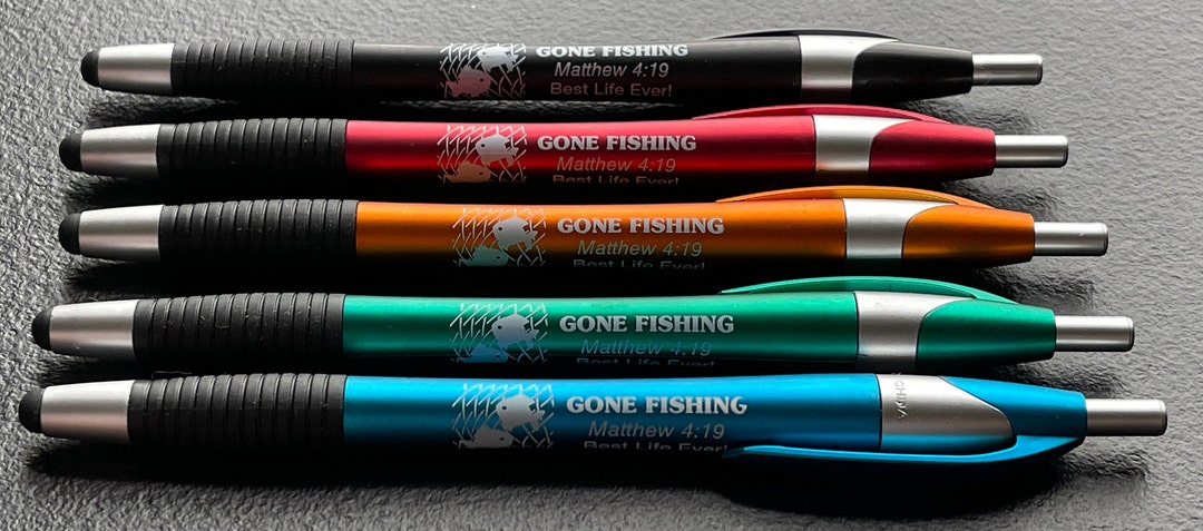 Colorful 5 Pack Set of Gone Fishing Stylus Pens (matthew 4:19) Fishers of Men so Cute I Can't ...