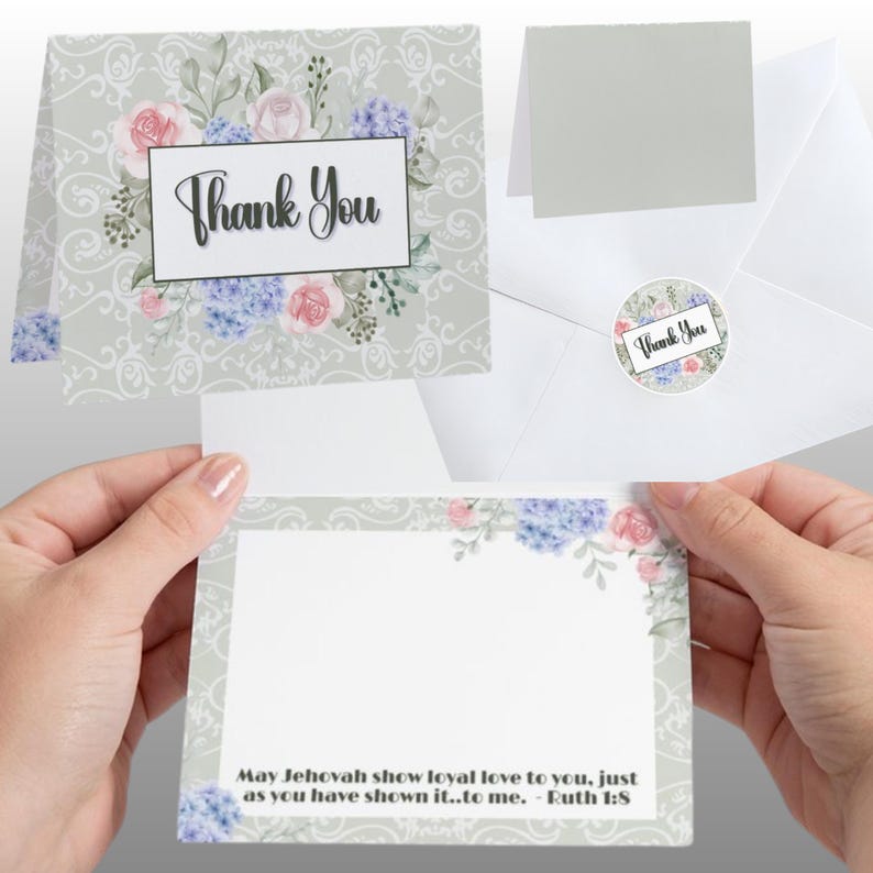 Floral Scripture Thank You Card, Envelope & Seal JW - Etsy