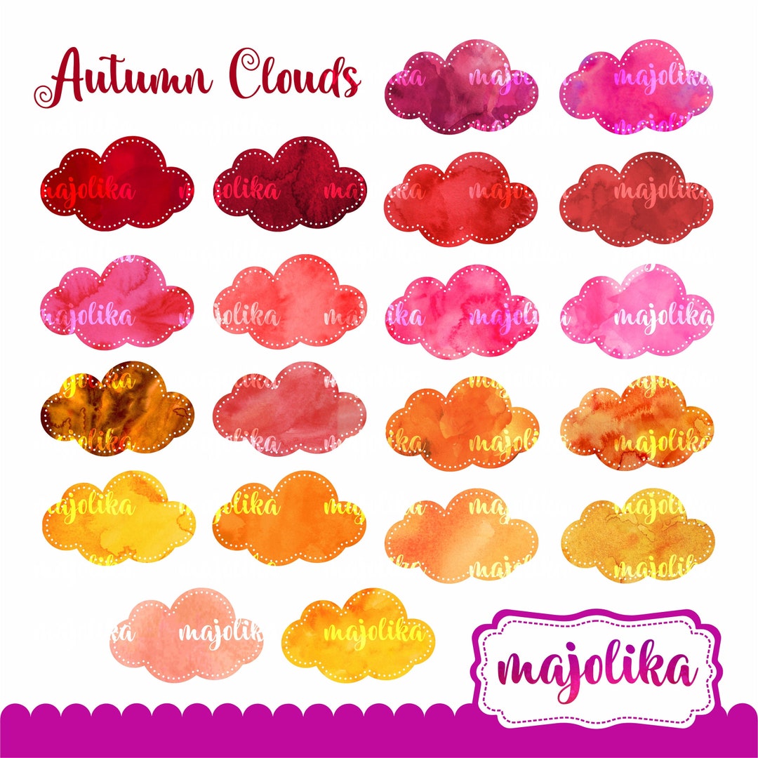 Digital Clipart Set of Autumn Cloud Frames - Set of Autumn Cloud Frames ...