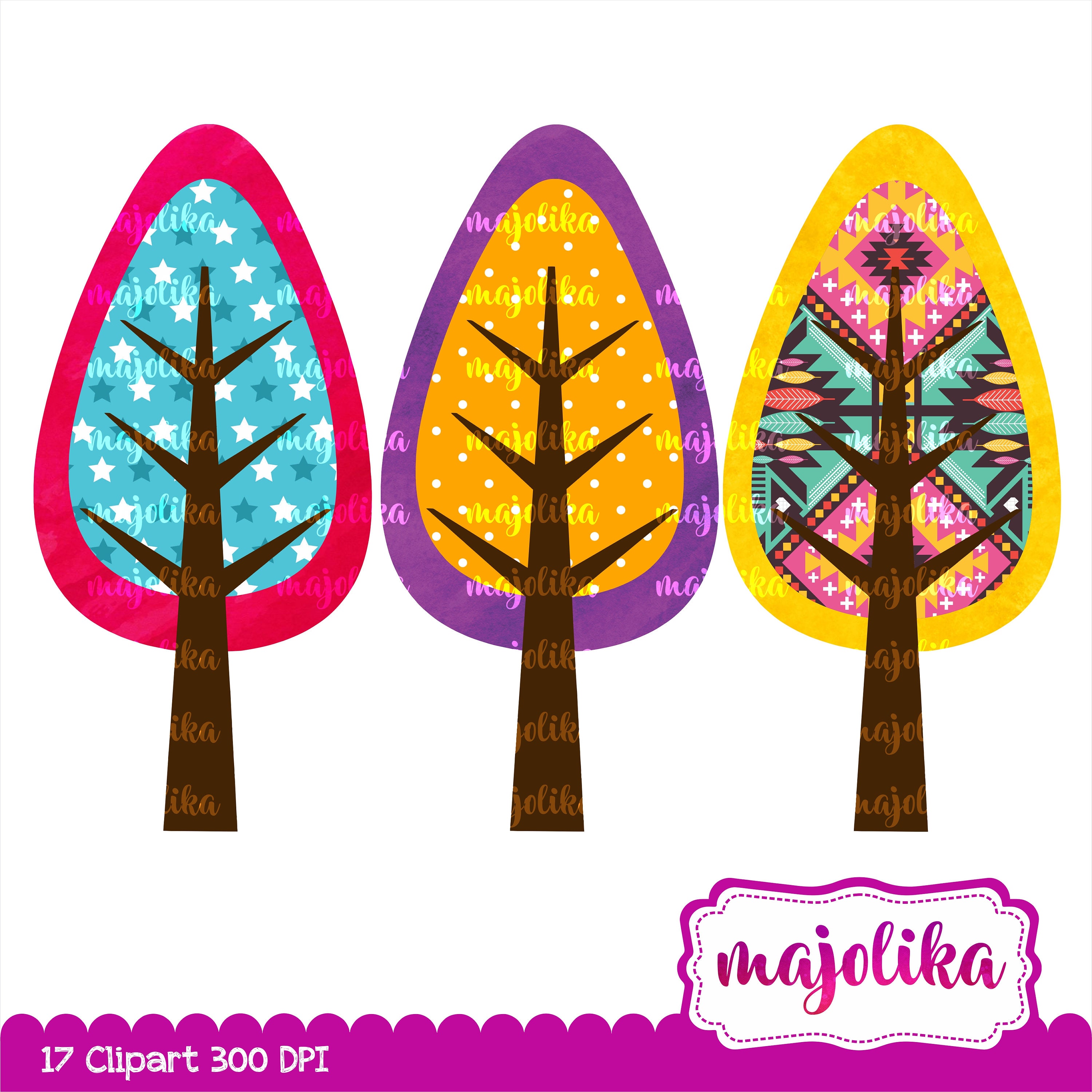 Cute Trees Digital Clipart _ Digital Clipart, Bird Clipart PNG Images ...