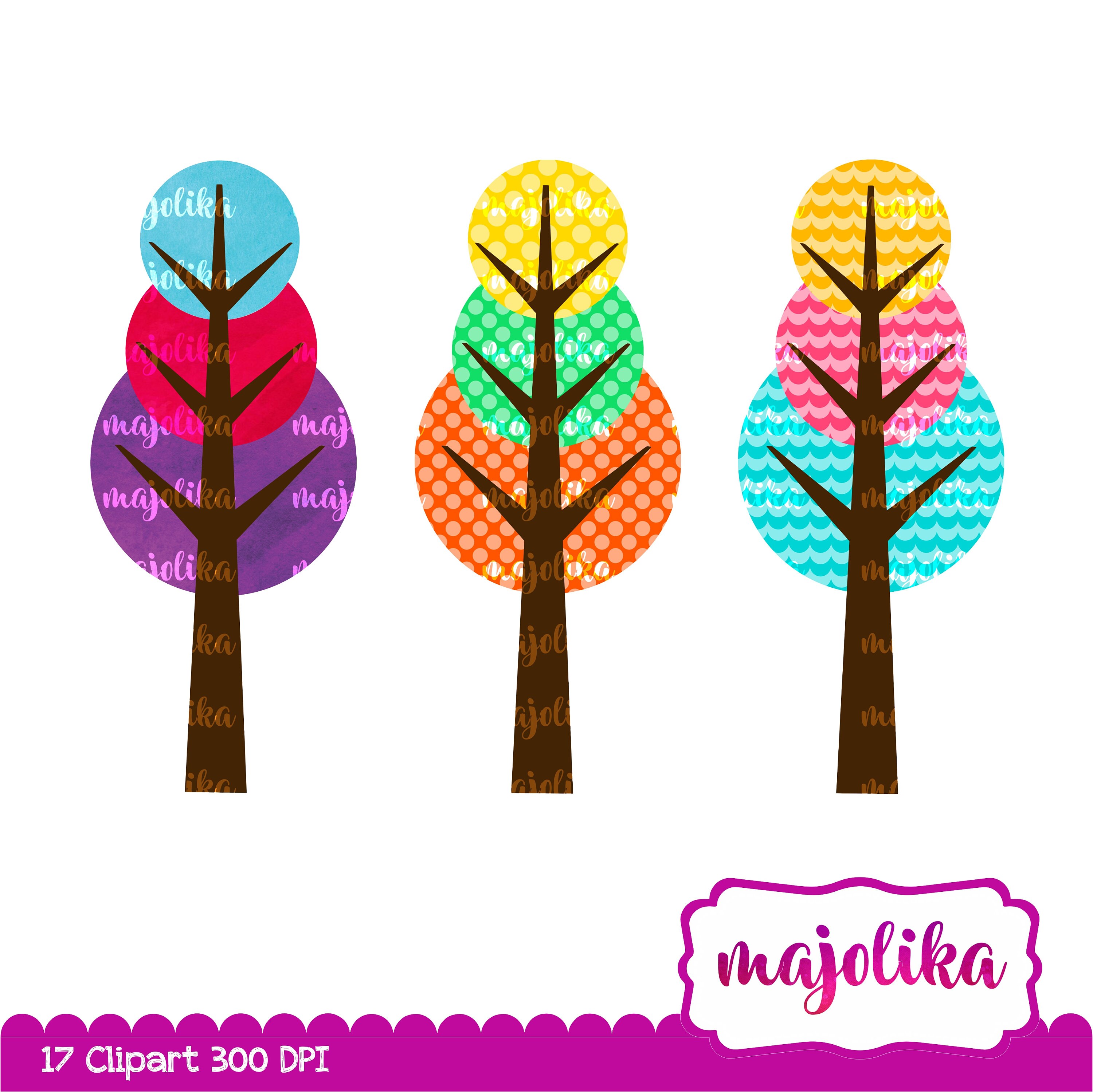 Cute Trees Digital Clipart _ Digital Clipart, Bird Clipart PNG Images ...