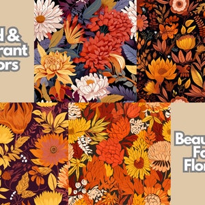 Vibrant Fall Floral Digital Paper Seamless Pattern Autumn - Etsy